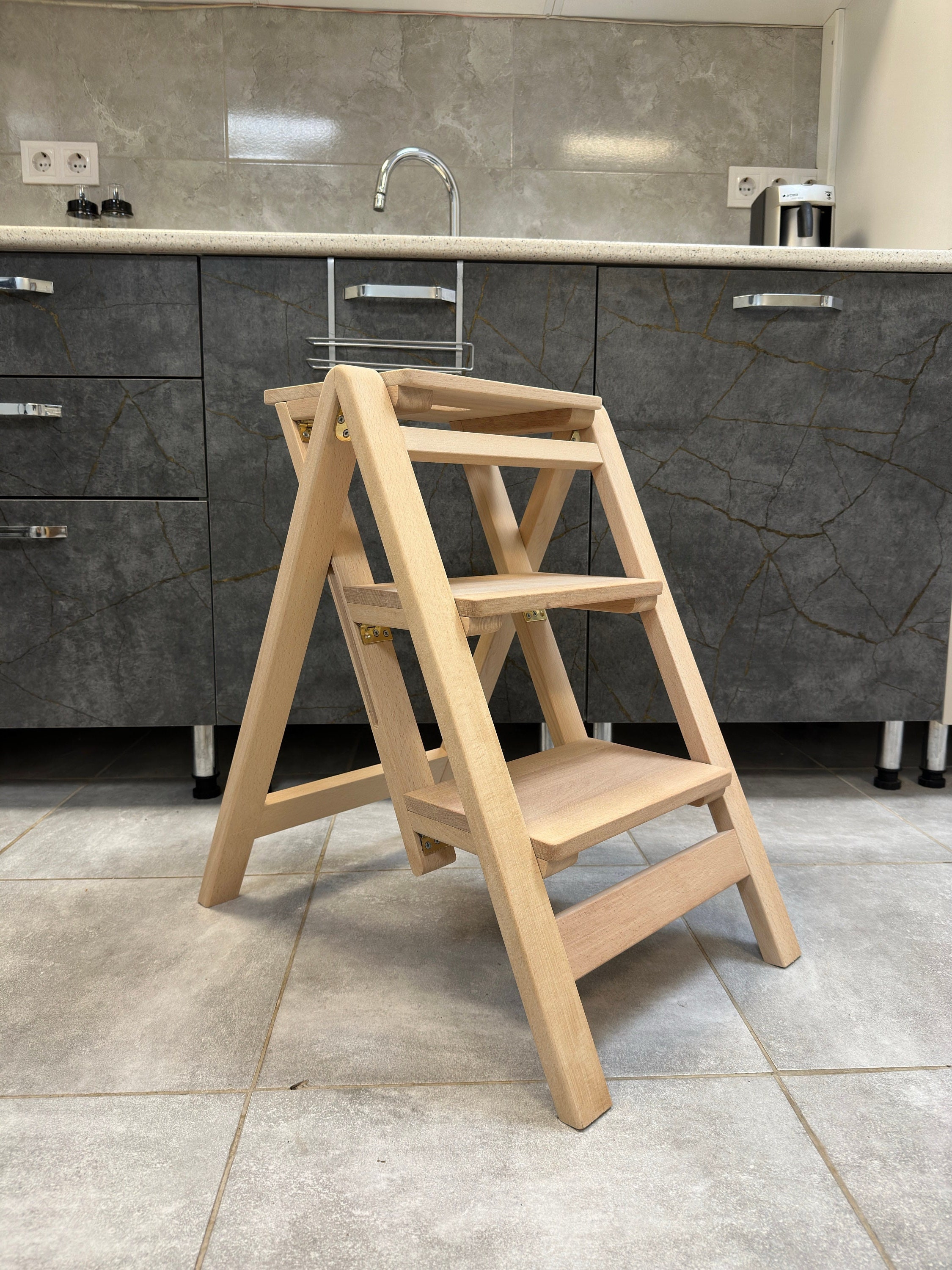 Step Ladder, Handmade Ladder, Kitchen Stool, 3 Steps Stool, Library ...