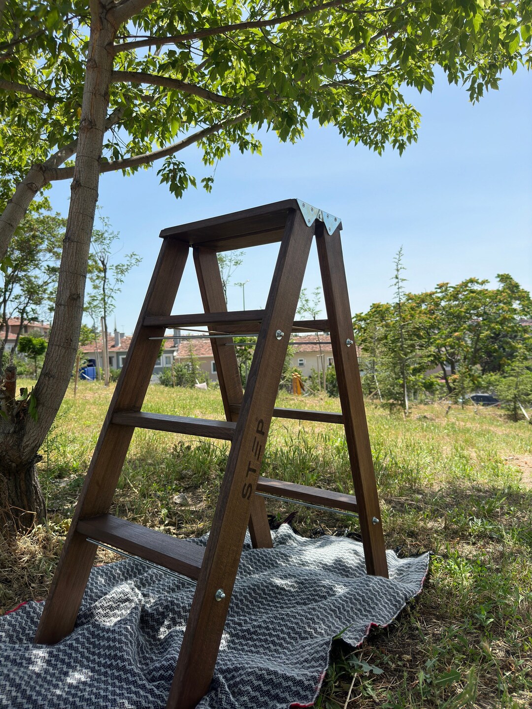 Handmade Wooden Folding Step Stool Ladder - 3 Step Kitchen Decor - Etsy