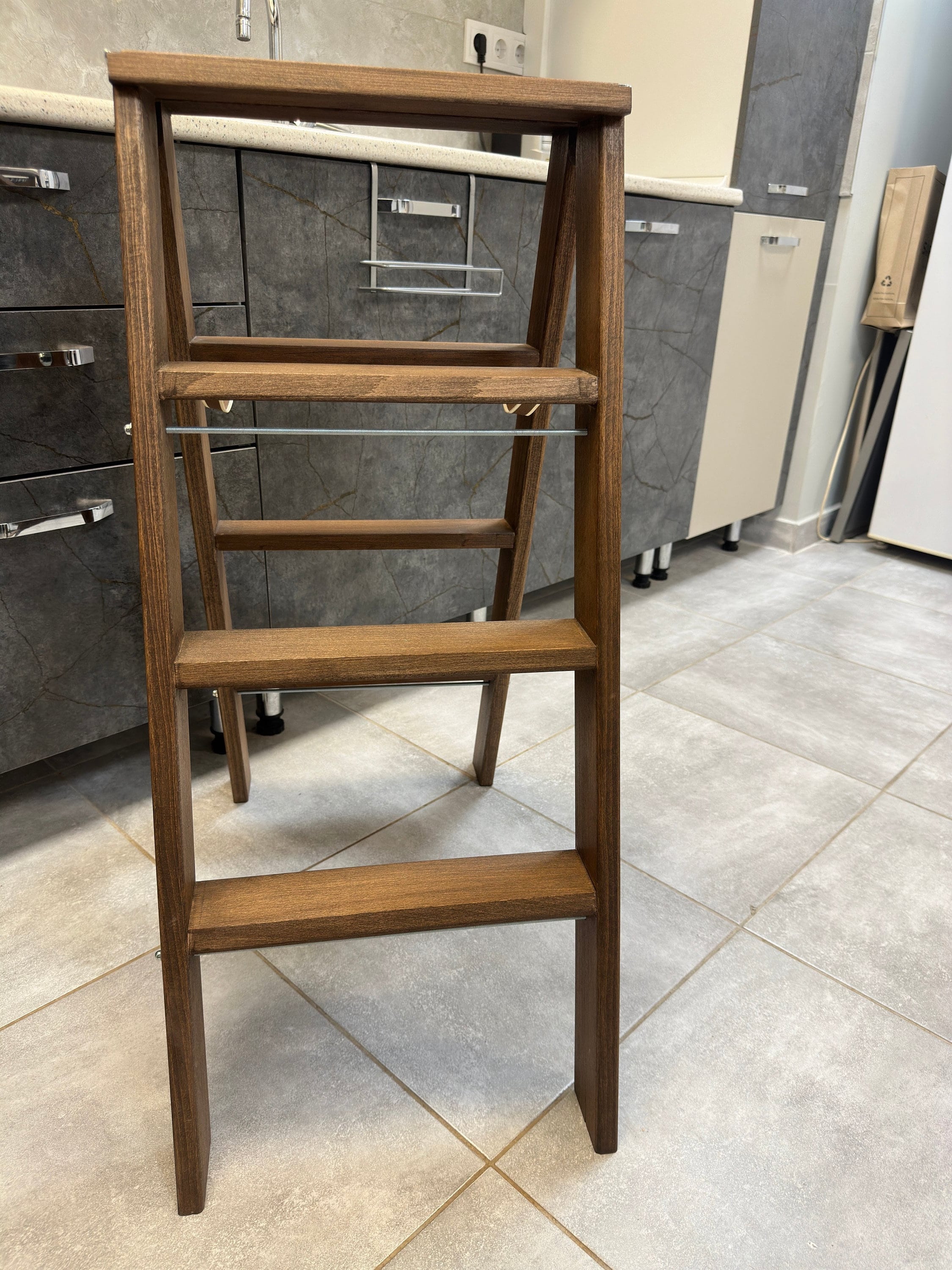 Handmade Wooden Folding Step Stool Ladder - 3 Step Kitchen Decor - Etsy