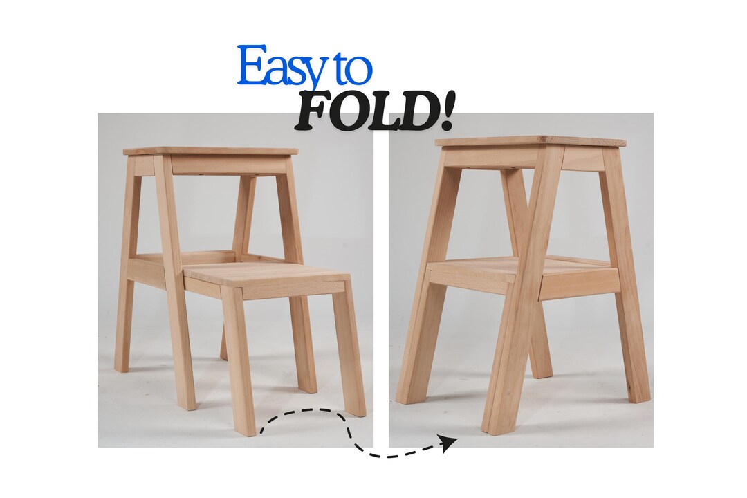 Step Ladder for Kitchen, Step Wooden Stool, Library Stool, Stool With ...