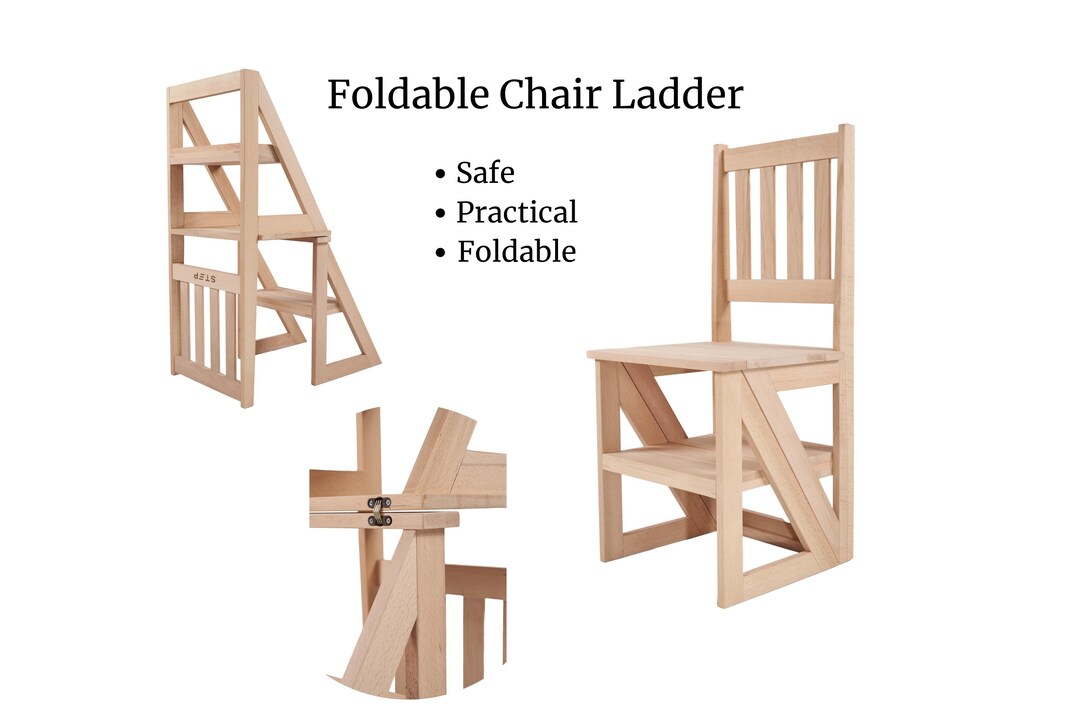 Multipurpose Chair, Library Step, Wooden Stool, Step Ladder, Kitchen ...