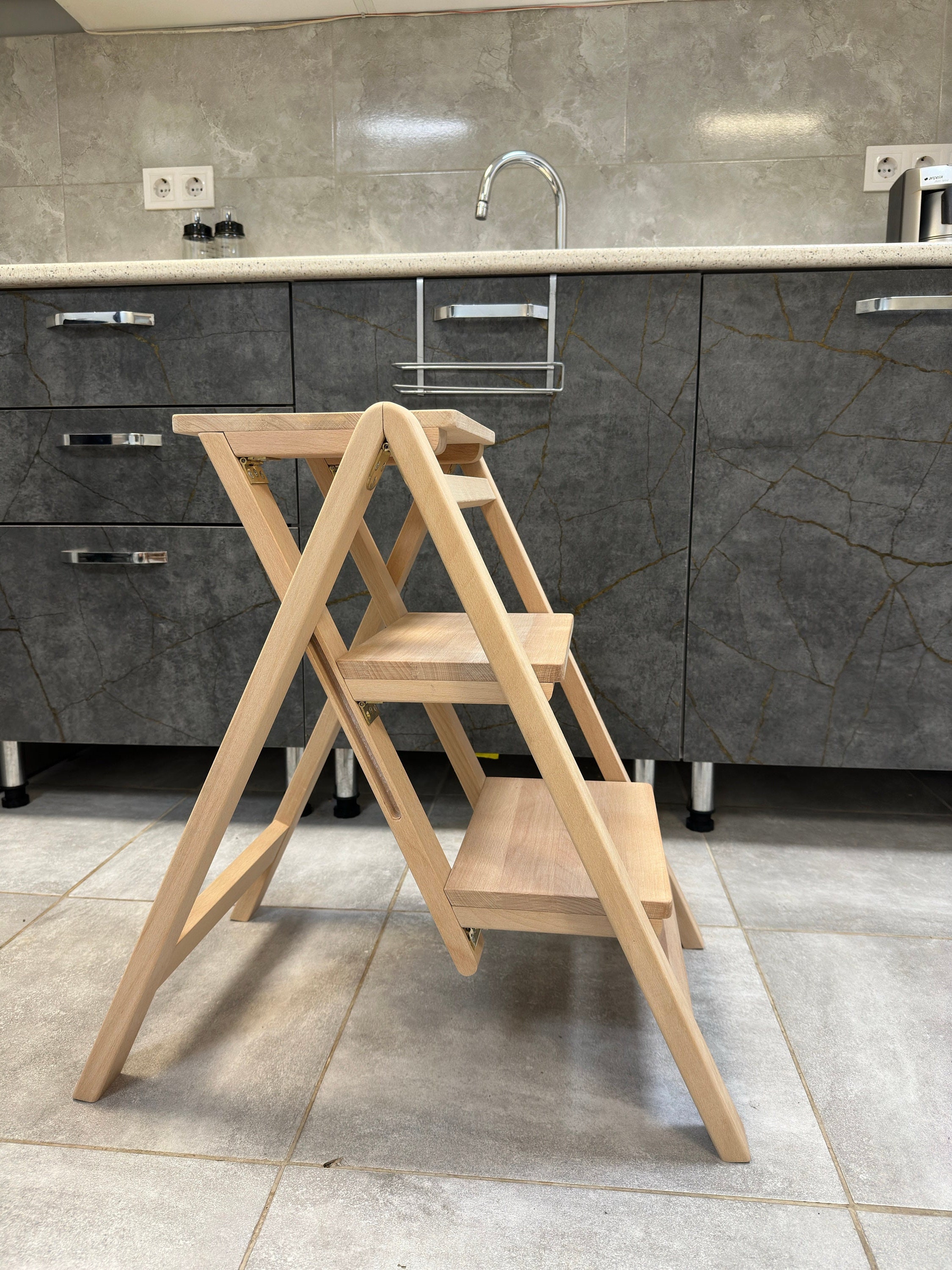 Step Ladder, Handmade Ladder, Kitchen Stool, 3 Steps Stool, Library ...