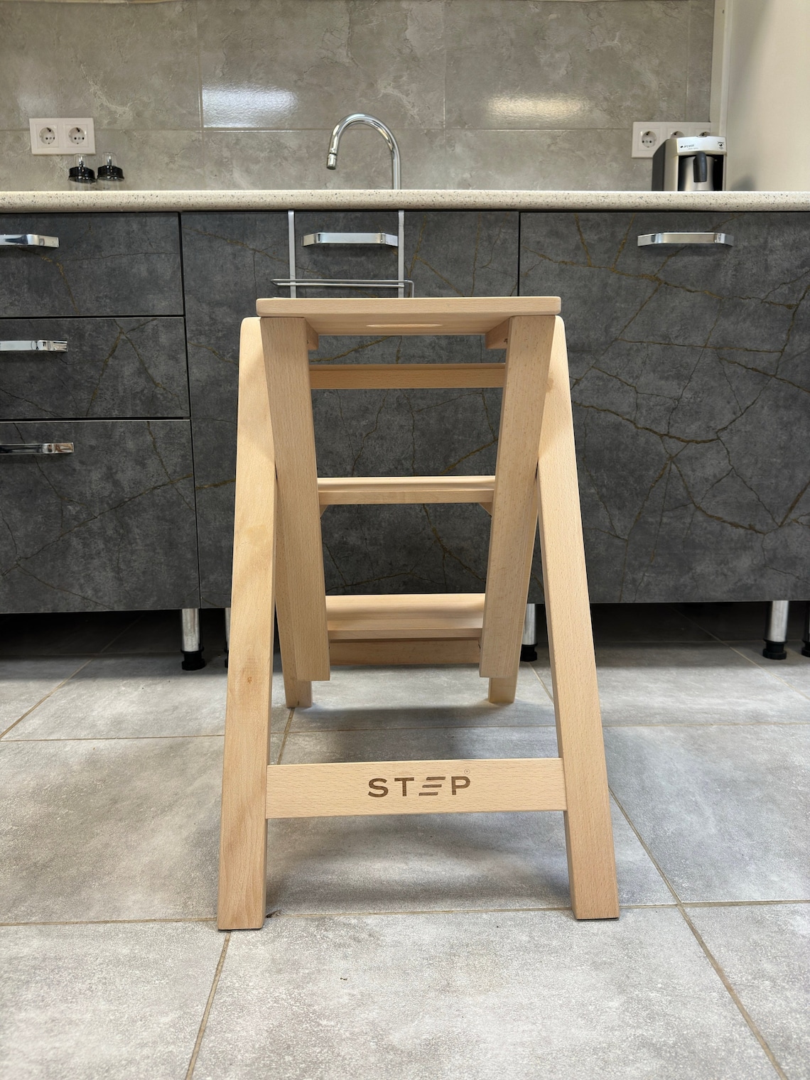 Step Ladder, Handmade Ladder, Kitchen Stool, 3 Steps Stool, Library ...