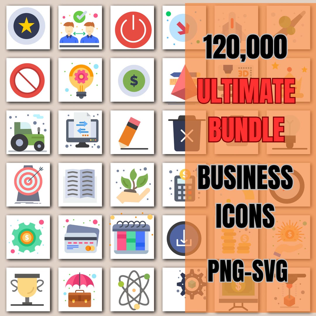 Professional Business Icons Bundle - 120,000 PNG SVG Files - Perfect ...