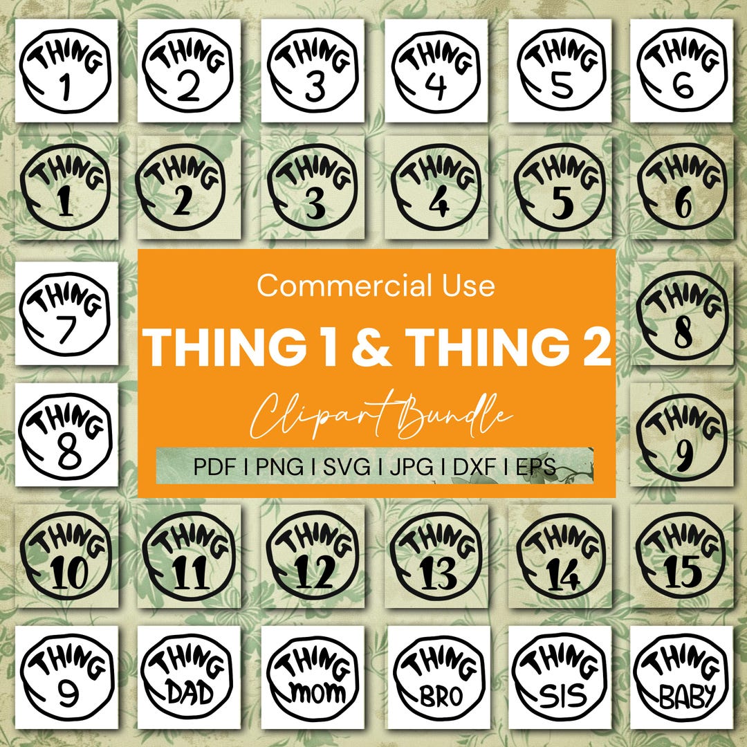 Thing 1 and Thing 2 SVG Bundle, Thing 1 & 2 SVG for Cricut, Digital ...