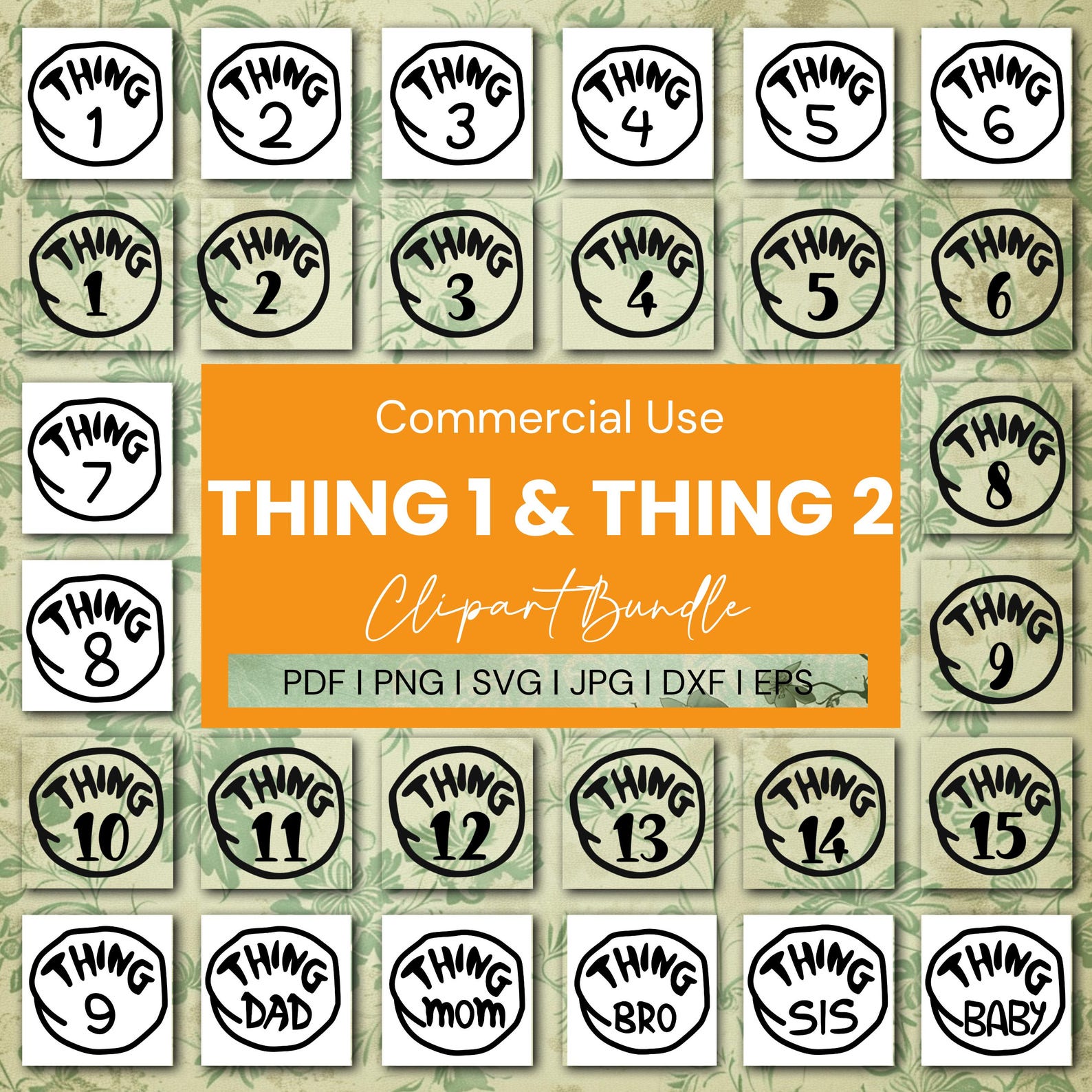 Thing 1 and Thing 2 SVG Bundle, Thing 1 & 2 SVG for Cricut, Digital ...