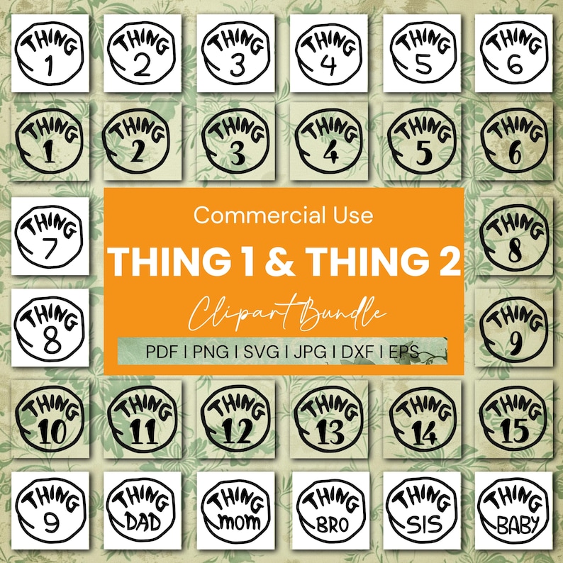 Thing 1 and Thing 2 SVG Bundle, Thing 1 & 2 SVG for Cricut, Digital ...