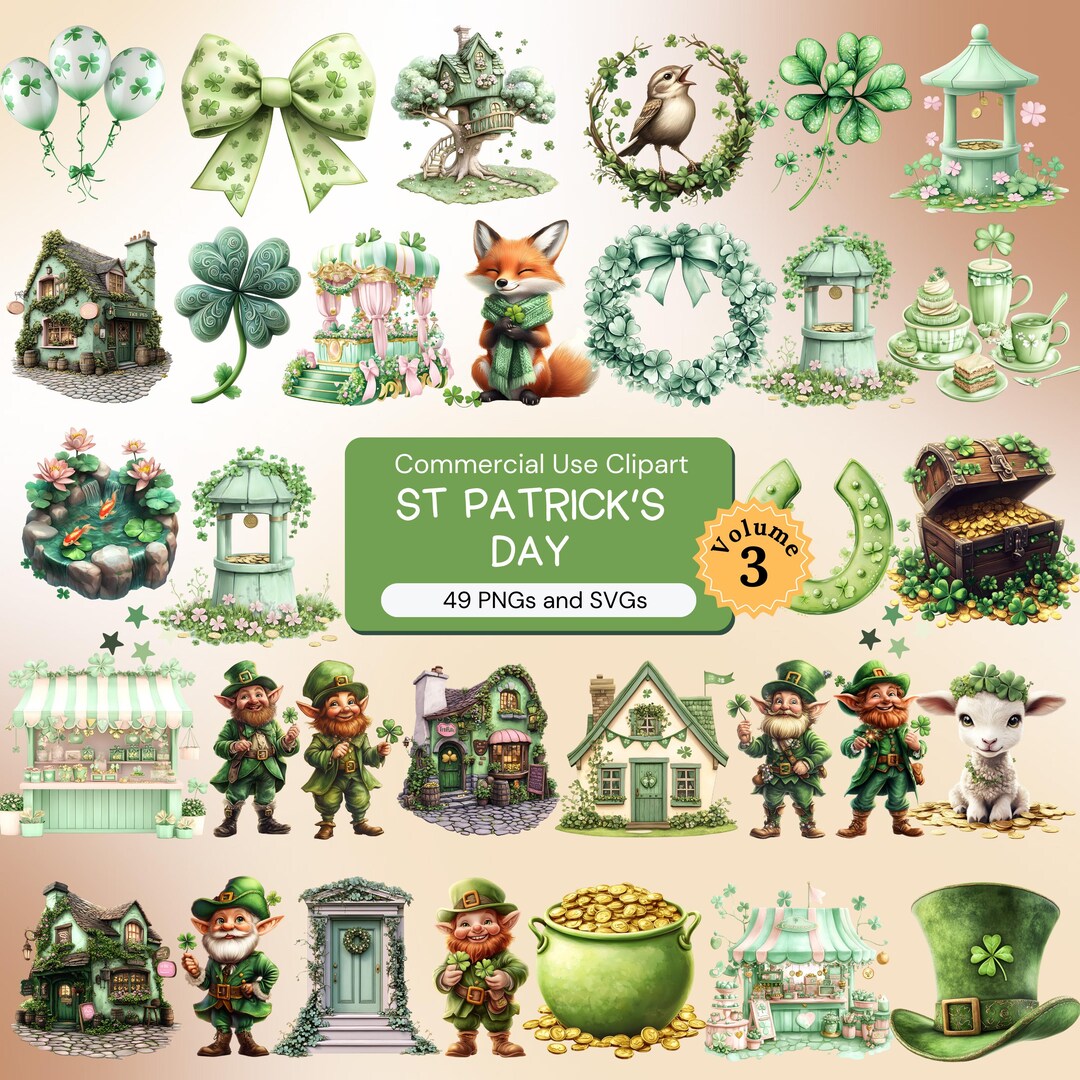 St. Patrick's Day PNG SVG Bundle – Lucky Clover, Irish Theme, St. Paddy ...