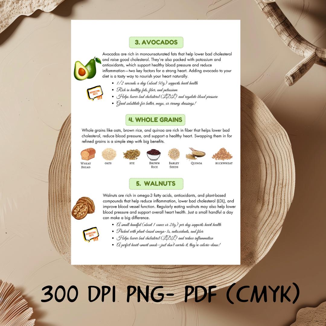 Heart Health Foods Printable PNG, Heart Healthy Diet and Snacks ...