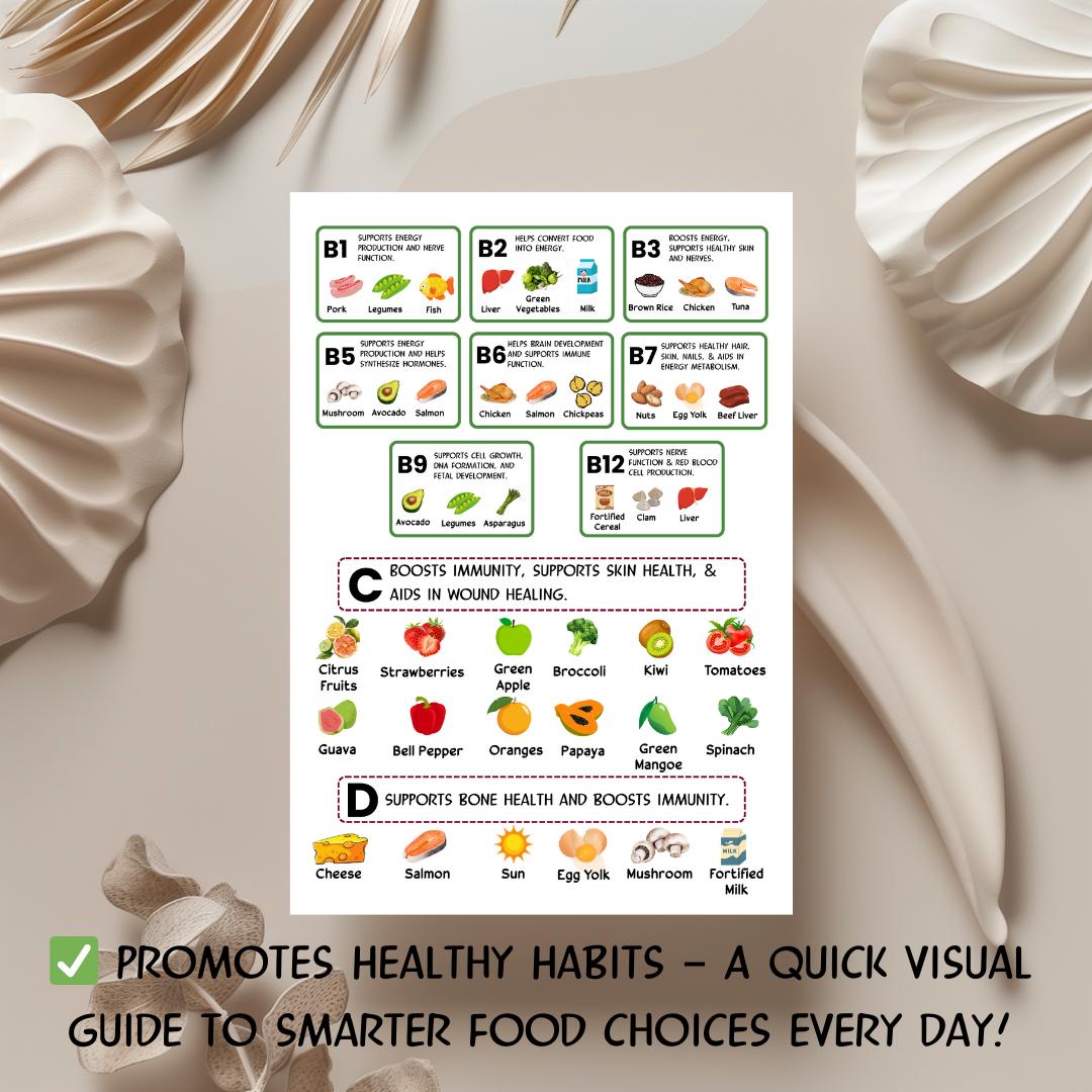 Healthy Food Chart Printable – Kids Nutrition Guide, Fridge Food Chart ...