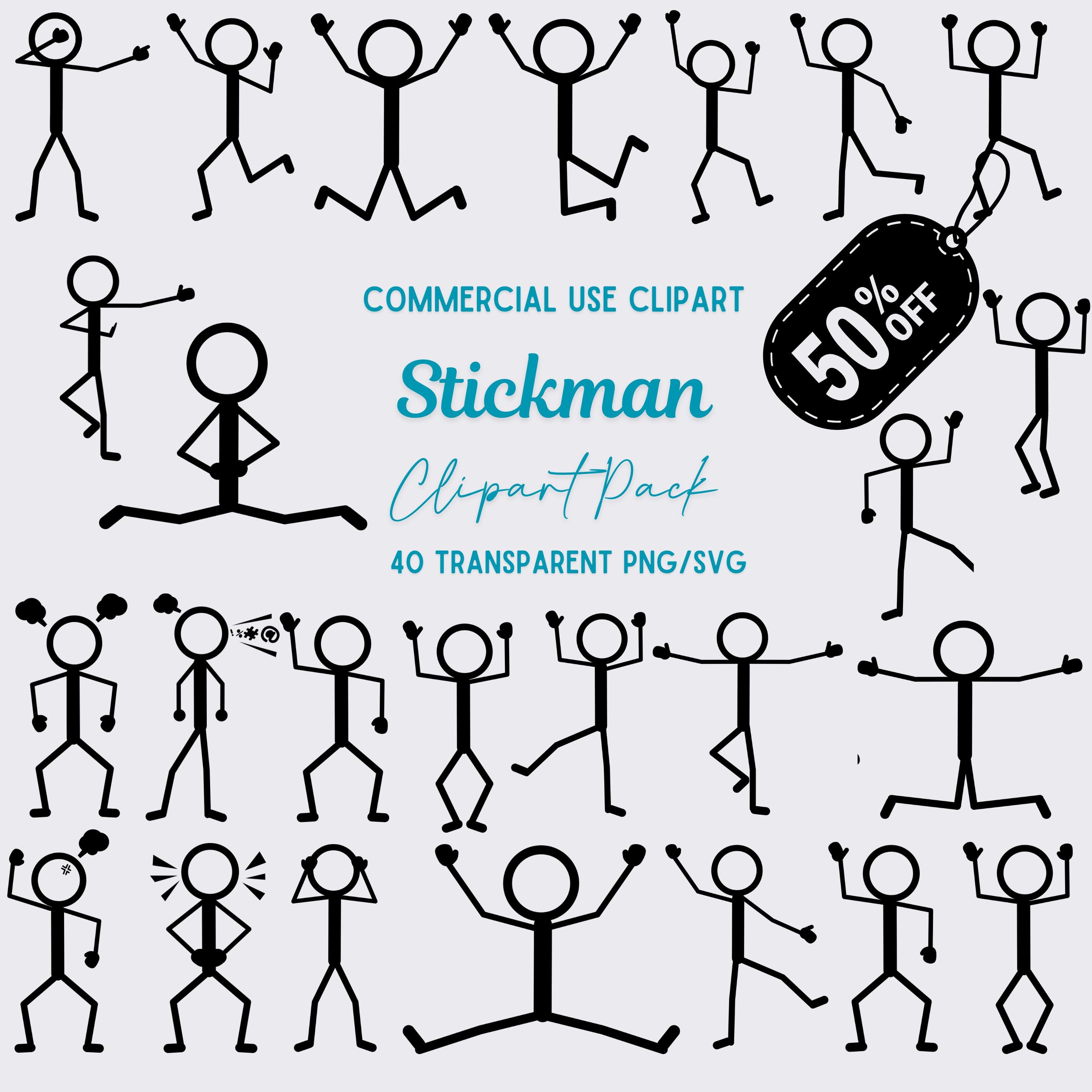 40 Stickman PNG & Clipart Bundle – Stick Figure SVG, Stickman Drawings ...