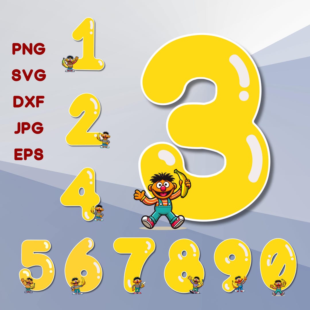 Elmo Birthday Numbers PNG Svg Dxf Eps, Sesame Street PNG Clipart, Elmo ...