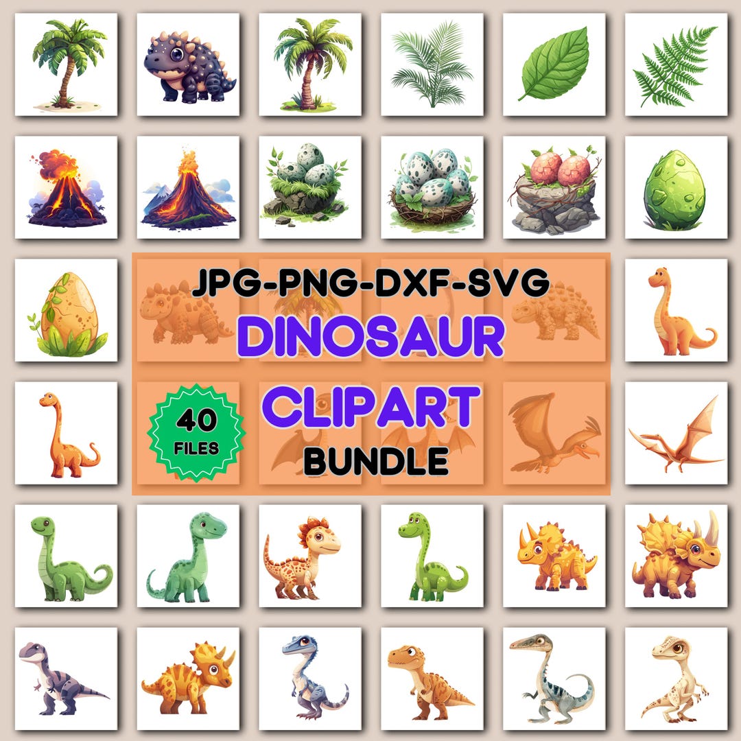 Cute Dinosaurs Watercolor Clipart, T-rex, Triceratops, Diplodocus PNG ...