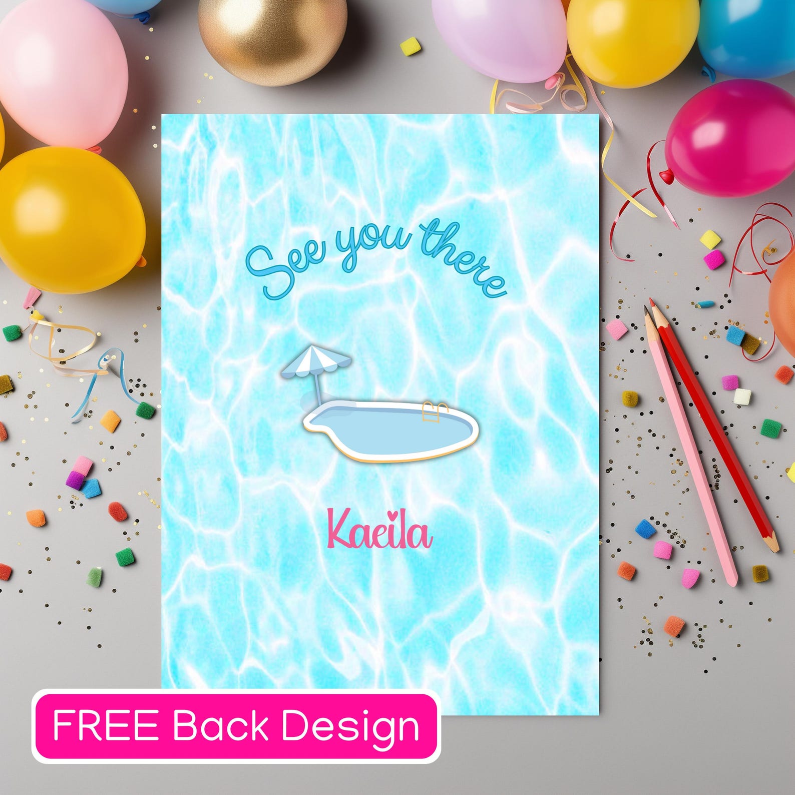 Editable Pool Party Invite, Colorful Pool Party Invitations for a Fun ...