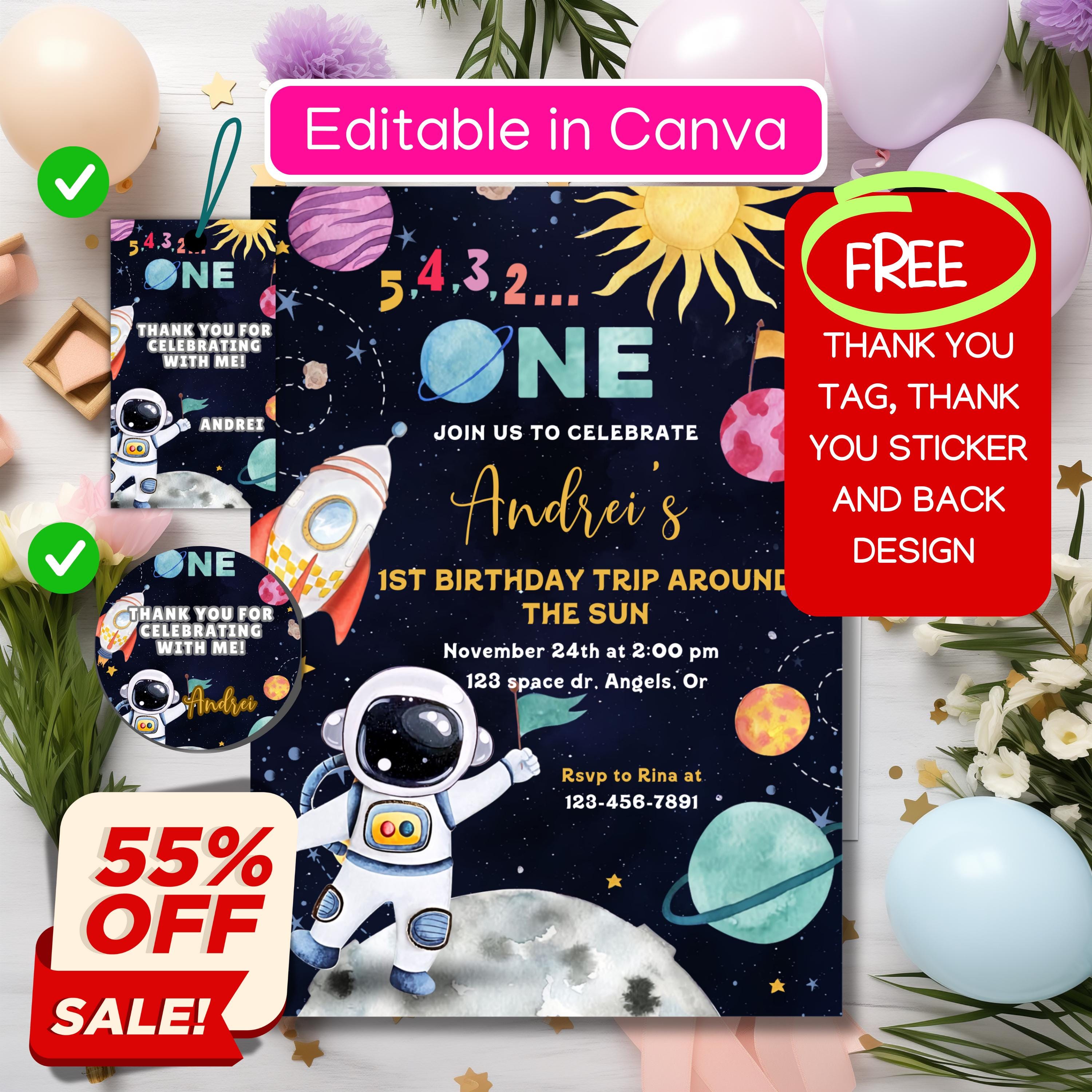 Outer Space Birthday Invitation Template, Galaxy Blast off Invitation ...