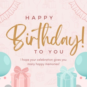 Pink Minimalist Happy Birthday Card - Etsy