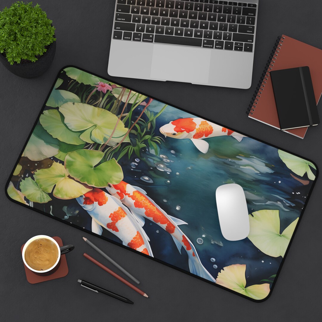 Koi Fish Desk Mat Japanese Desk Mat Kawaii Desk Mat Cute - Etsy