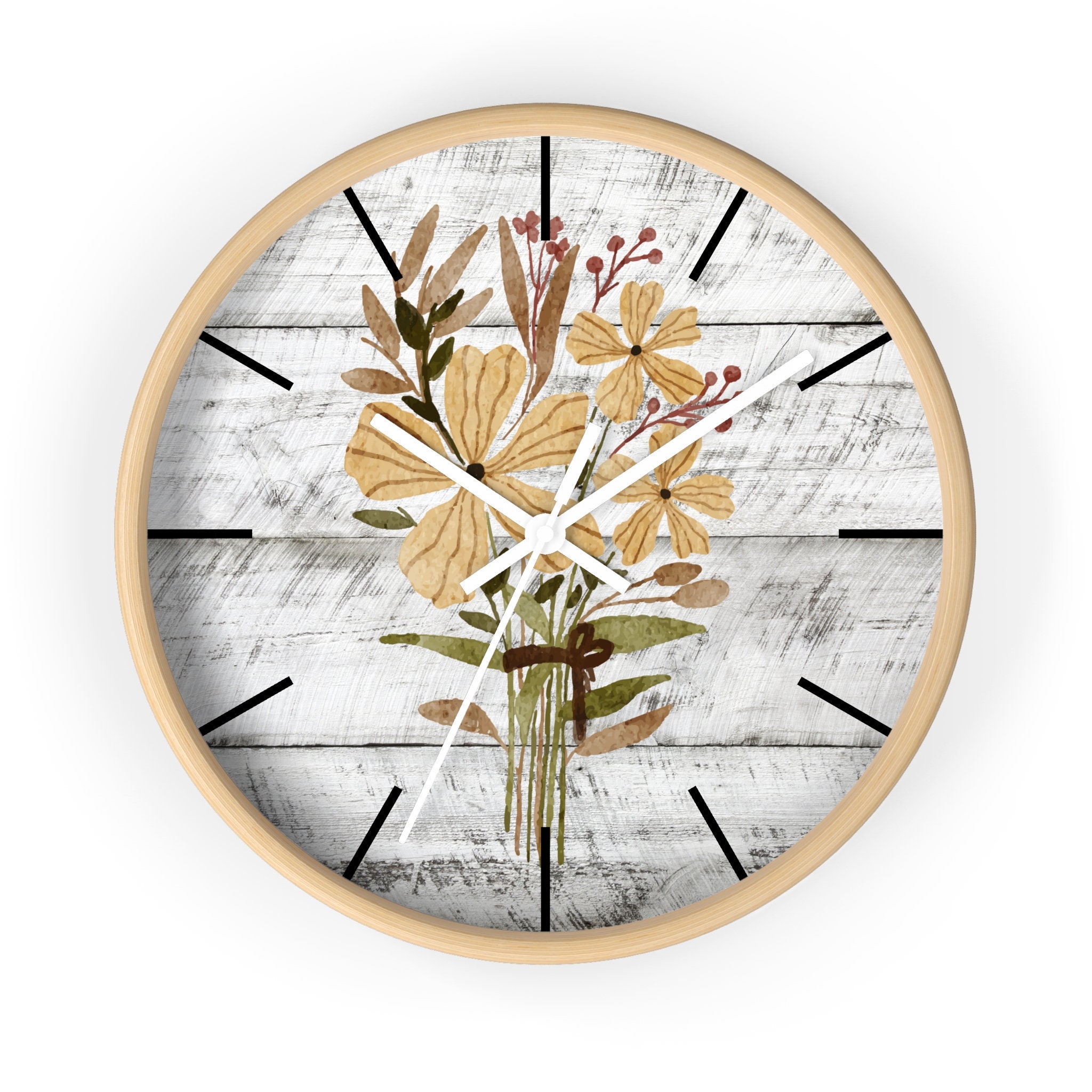 Rustic Wooden Wall Clock - Minimalistic Cottagecore Decor for French ...