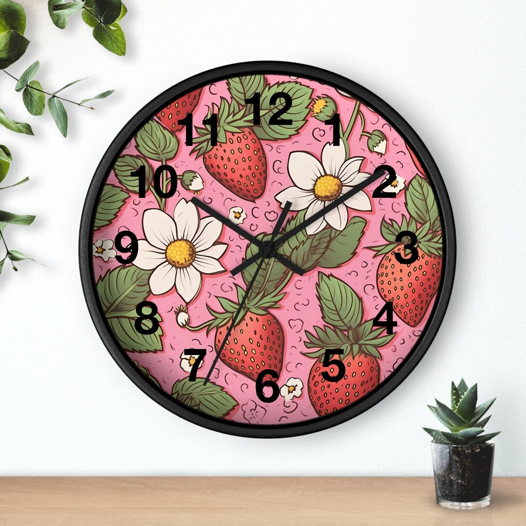 Coquette Room Decor Delight: Cute Strawberry Wall Clock - Perfect for ...