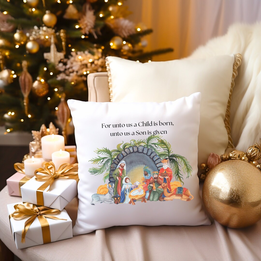 Natvity Scene Pillow | Baby Jesus Manger Scene | Peaceful Christmas ...