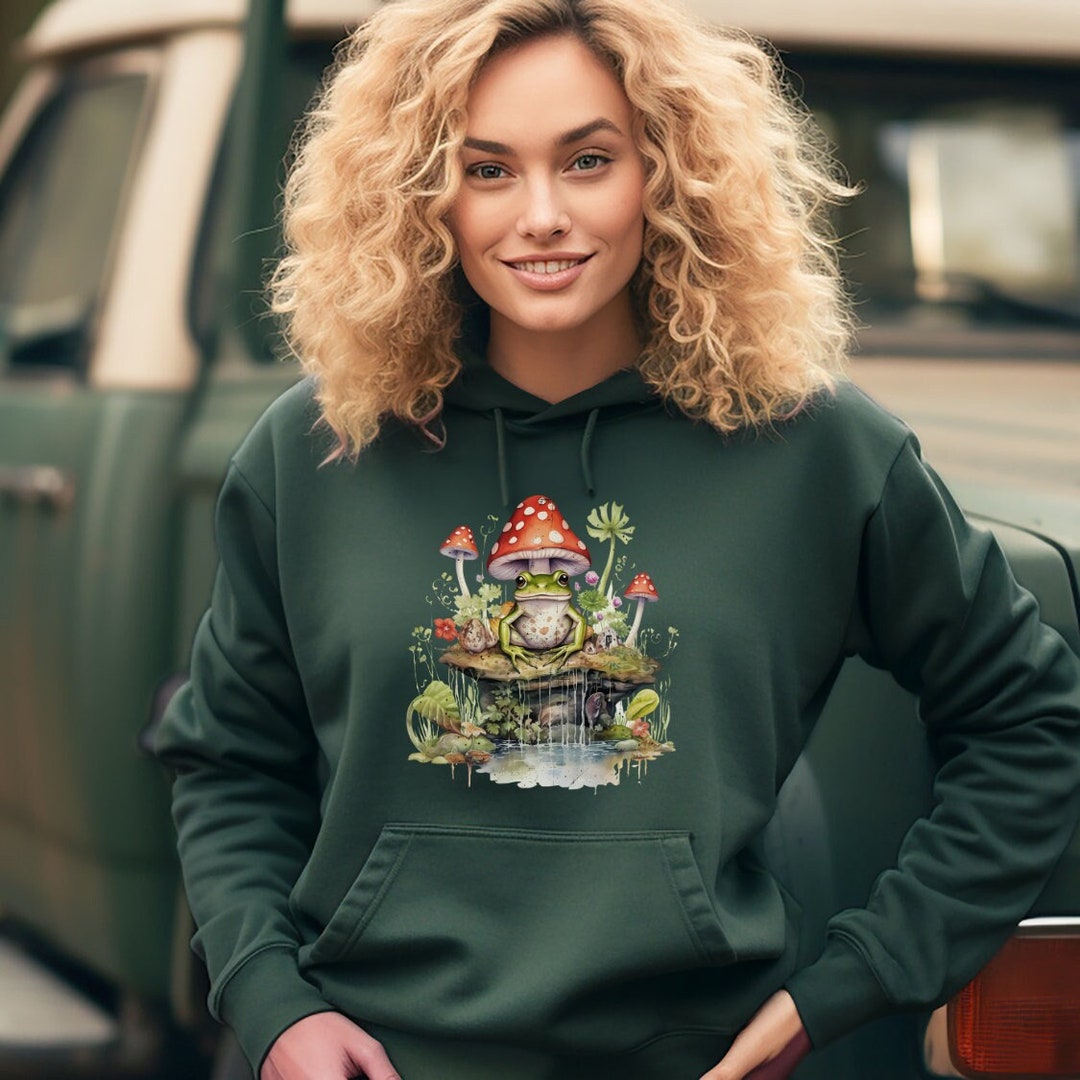 Cottagecore Frog Hoodie wear the Whimsical Froggy Charm, Whimsical Frog ...