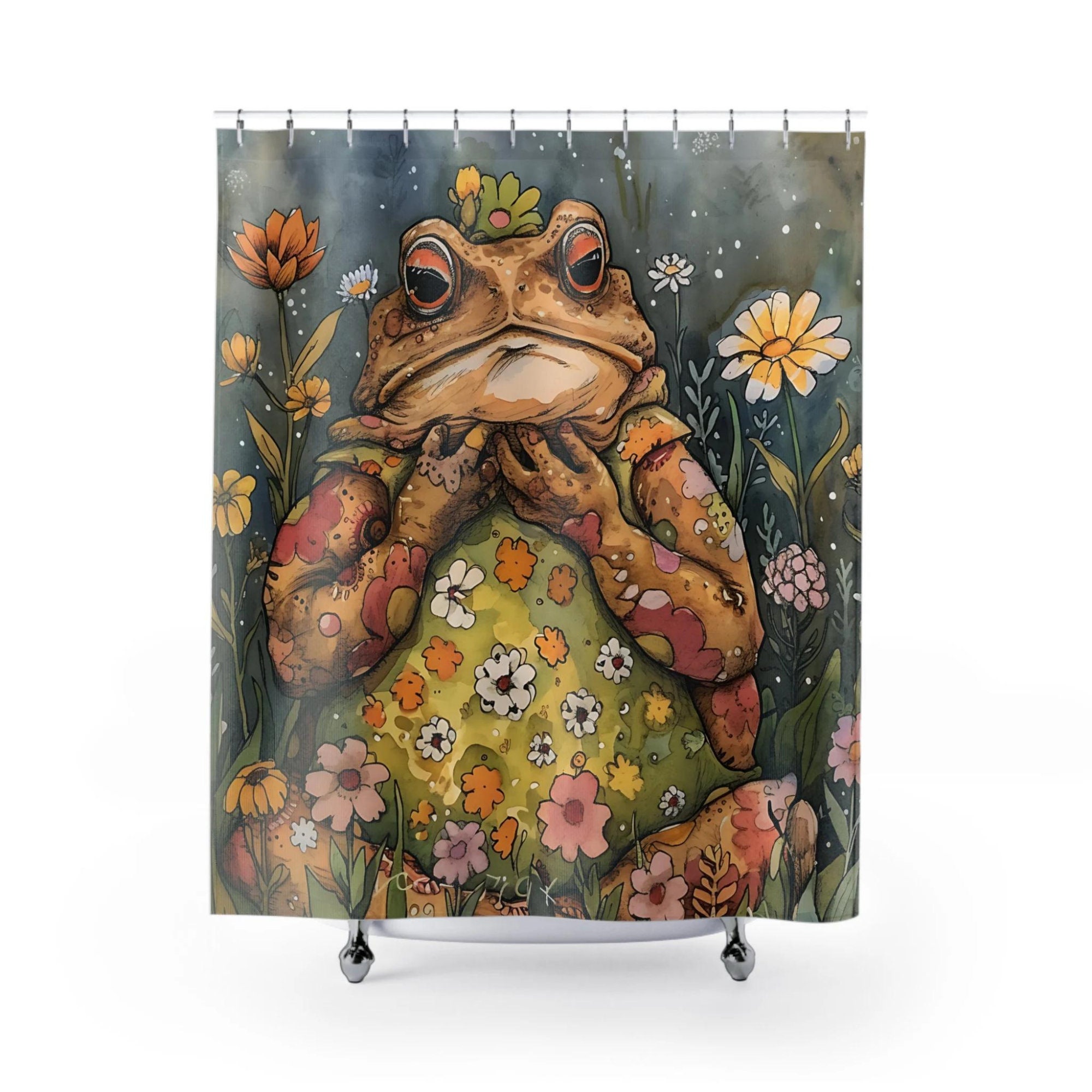 Cottagecore Frog Decor Shower Curtain, Man I Love Frogs Fairycore Room ...