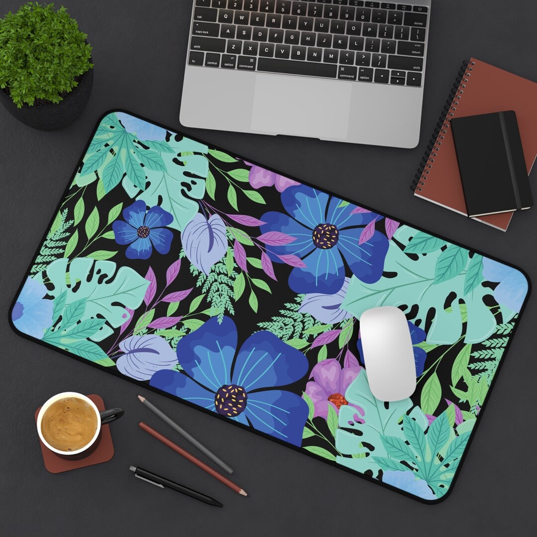 Pastel Botanical Desk Mat Floral Desk Mat Gamer Girl Aesthetic Desk Pad ...