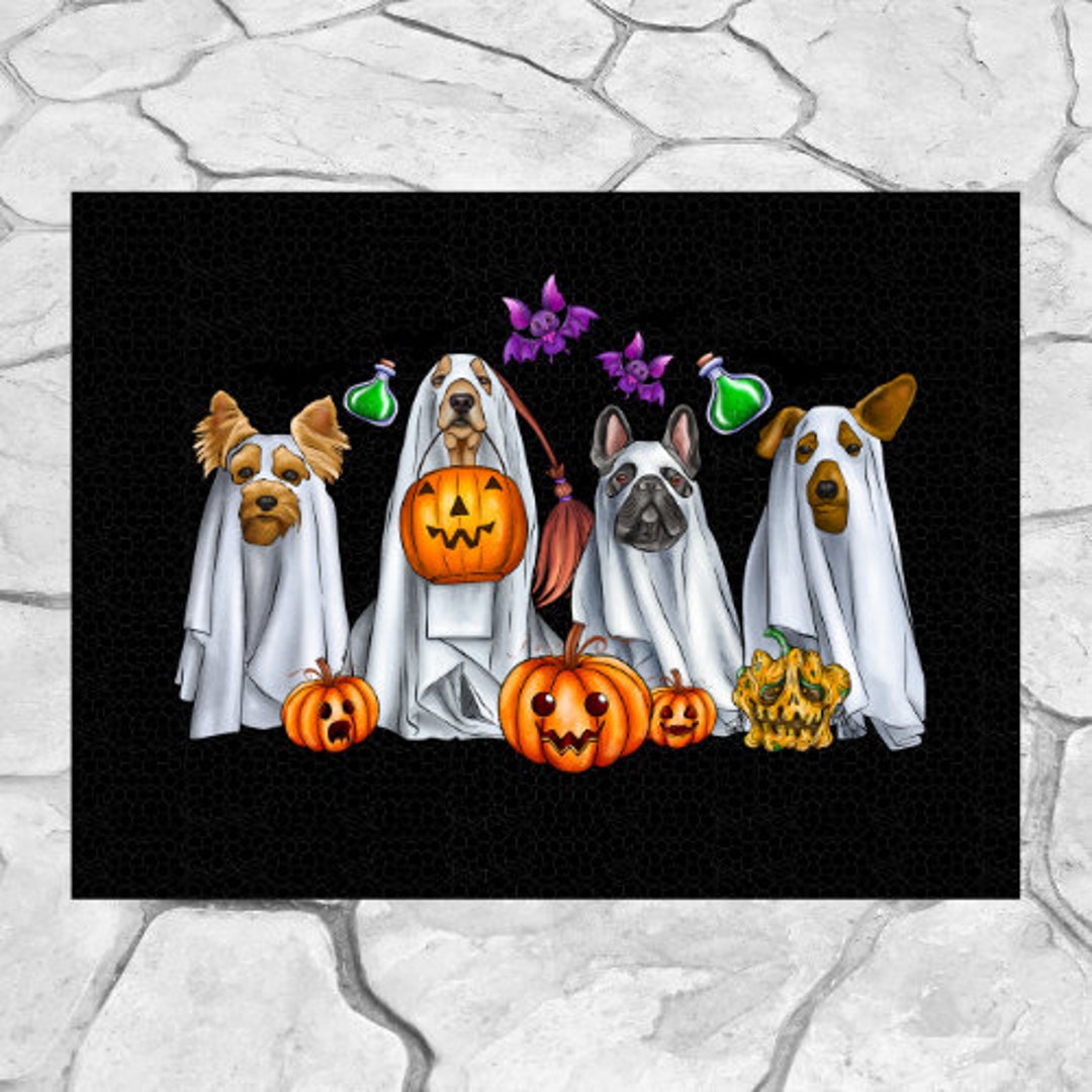 Ghost Dogs Halloween Outdoor Rugs Halloween Porch Decor Dog - Etsy