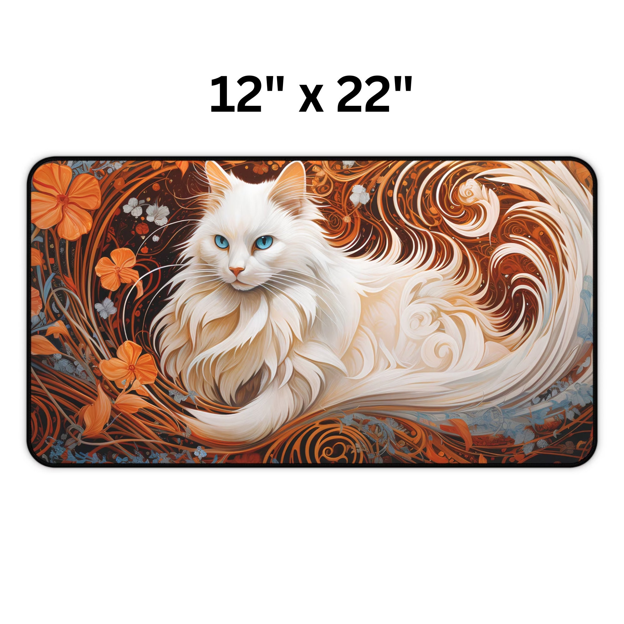 Whimsical Cat Deskmat Tabby Cat Desk Pad Cute Cat Desk Mat - Etsy