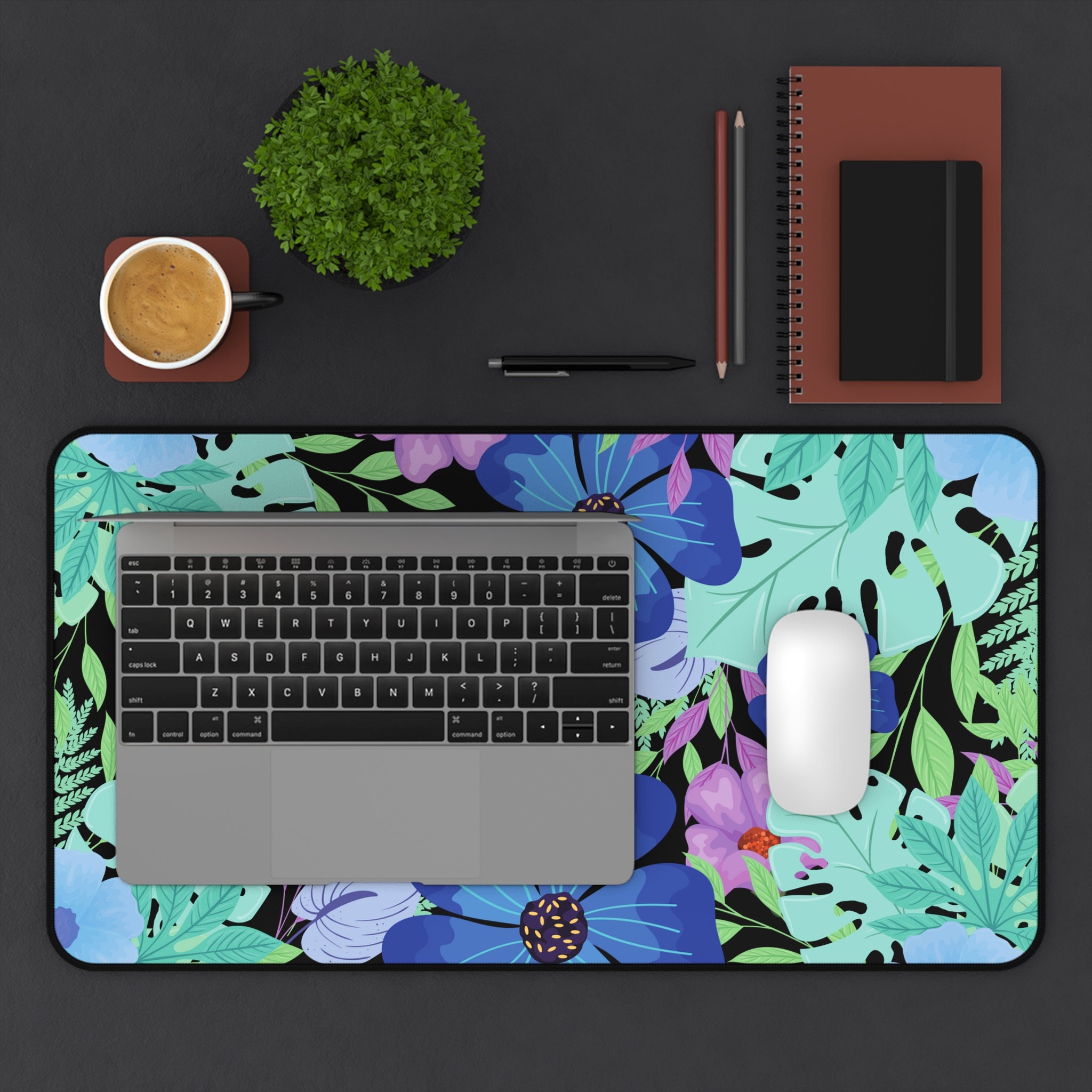 Pastel Botanical Desk Mat Floral Desk Mat Gamer Girl Aesthetic Desk Pad ...