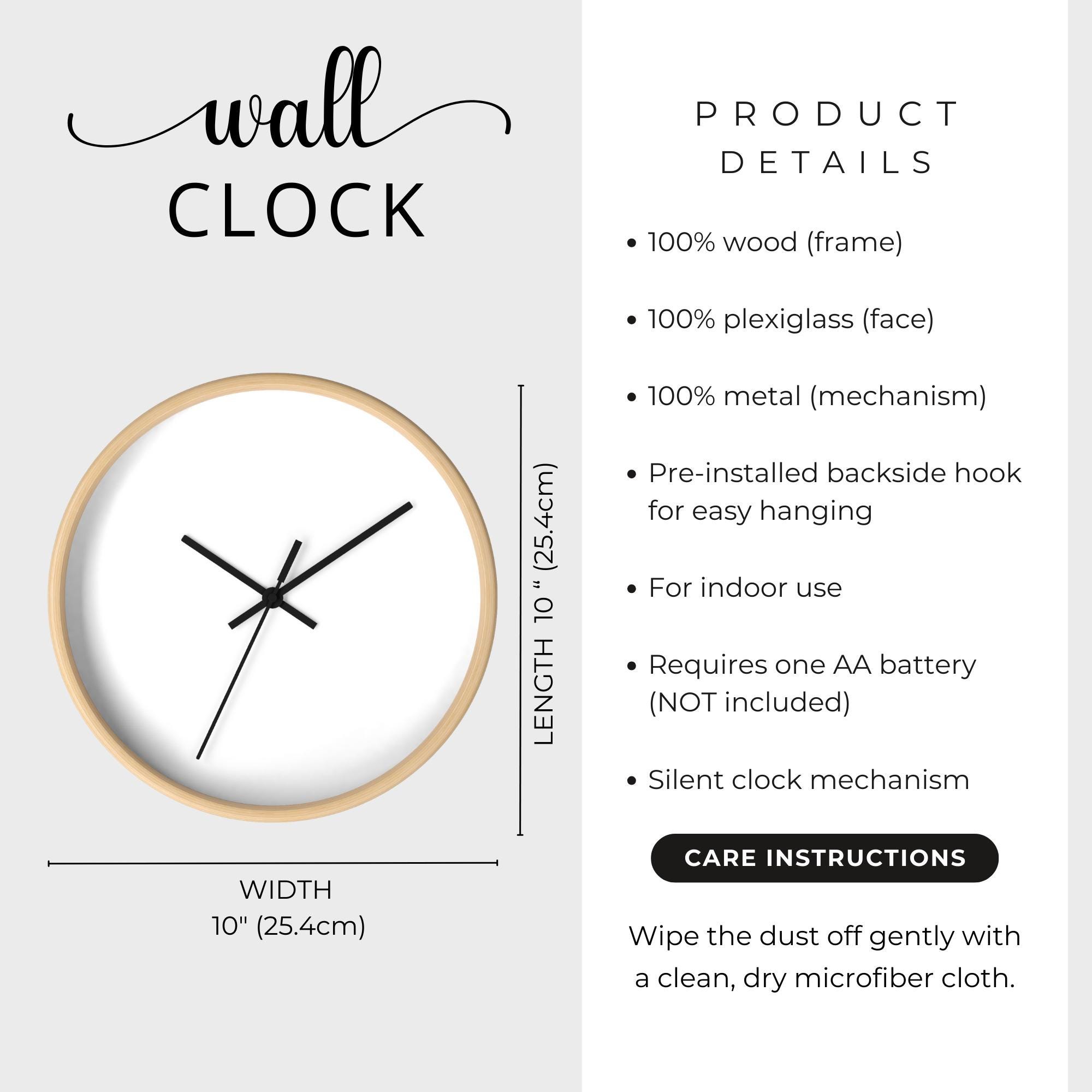 Rustic Wooden Wall Clock - Minimalistic Cottagecore Decor for French ...
