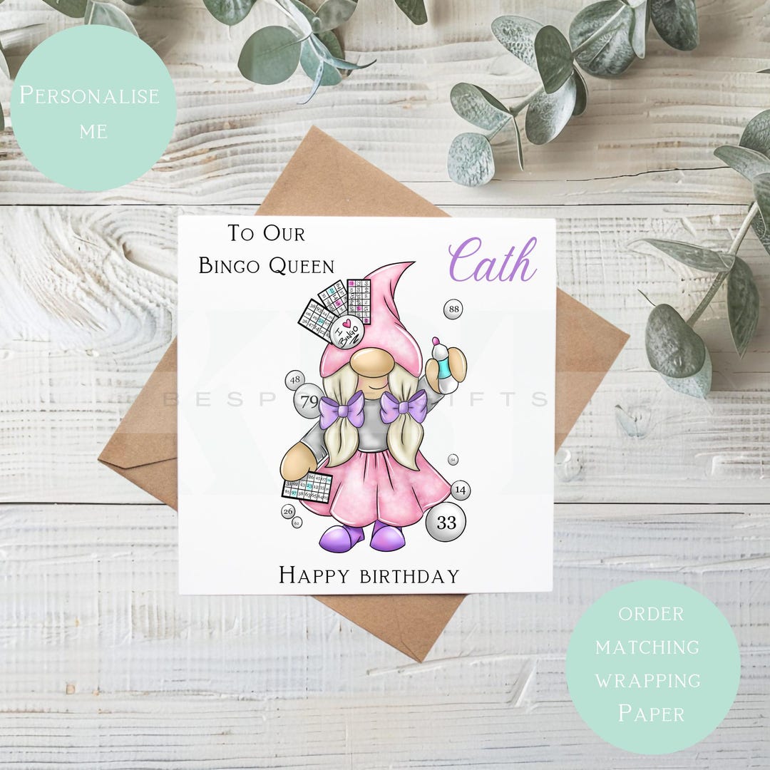 Bingo Gnome/gonk Birthday Card - Gnome Birthday Card - Gonk Birthday ...