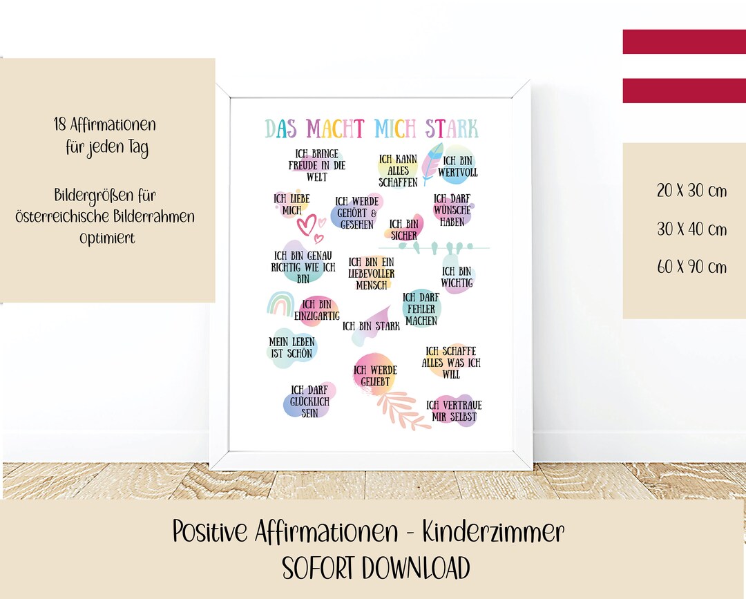 Affirmations for Children, Printables in German, Positive Affirmations ...