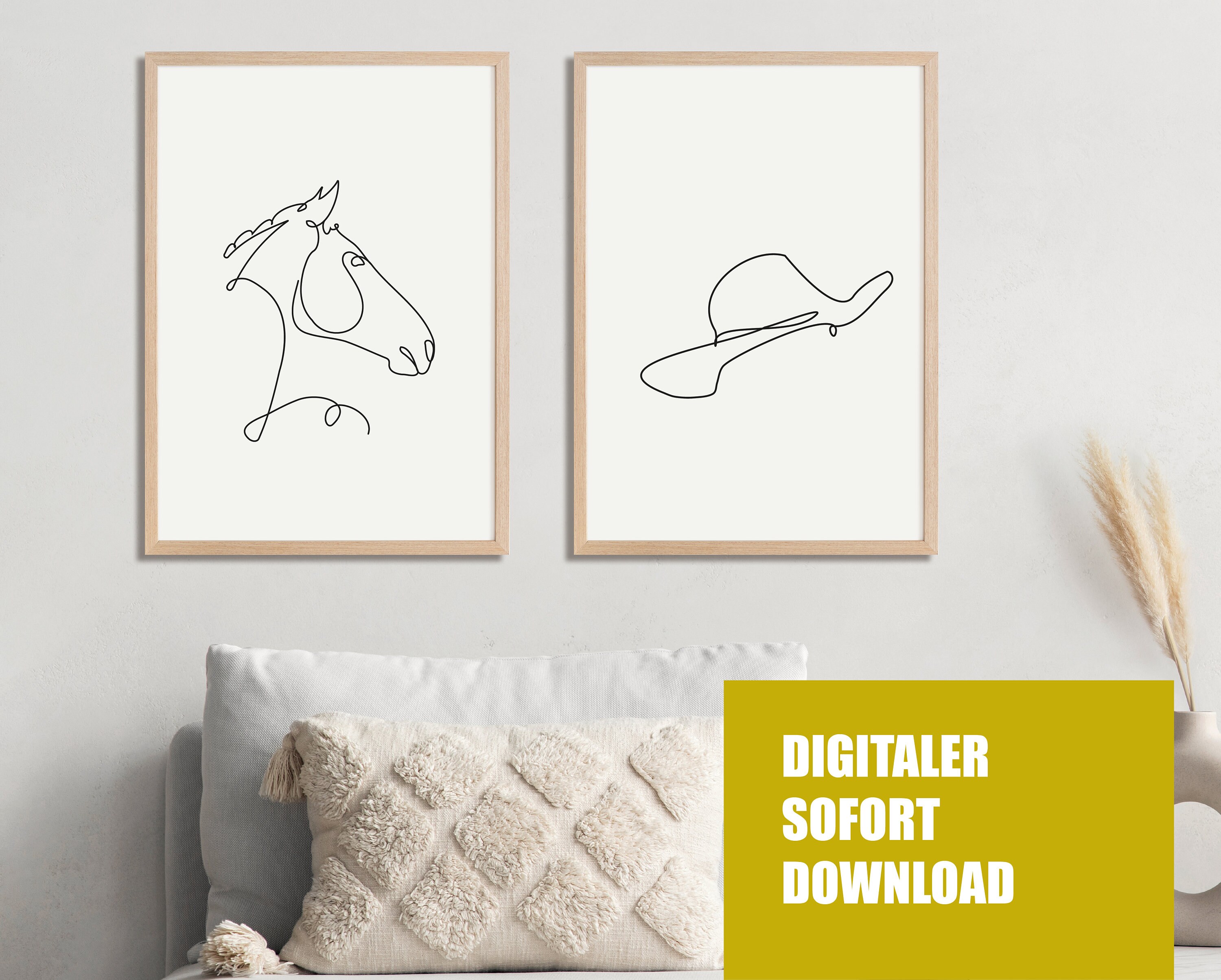 Minimalist Line Art, Printable Line Art, Art Print, Western Set ...