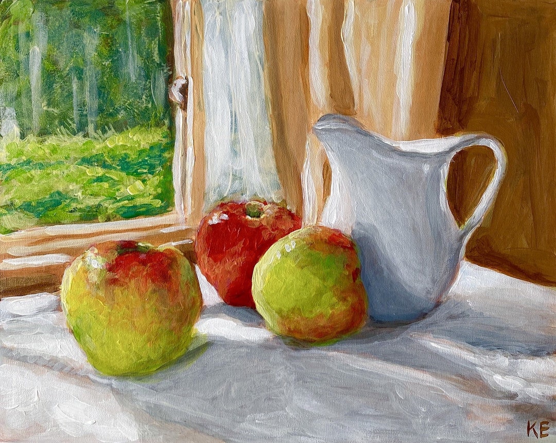Original Impressionist Still Life Painting, Original Acrylic Painting ...