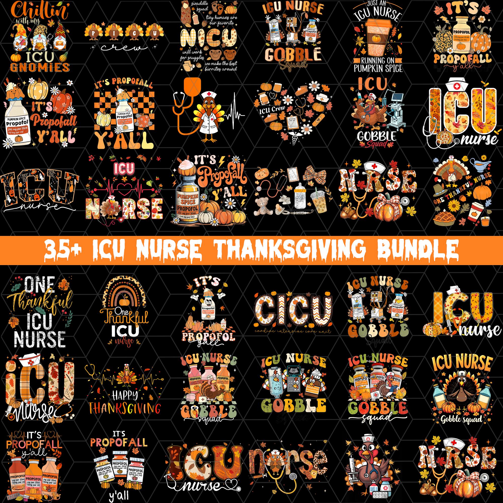 35+ ICU Nurse Thanksgiving PNG Bundle, Fall Autumn Nurse Sublimation ...