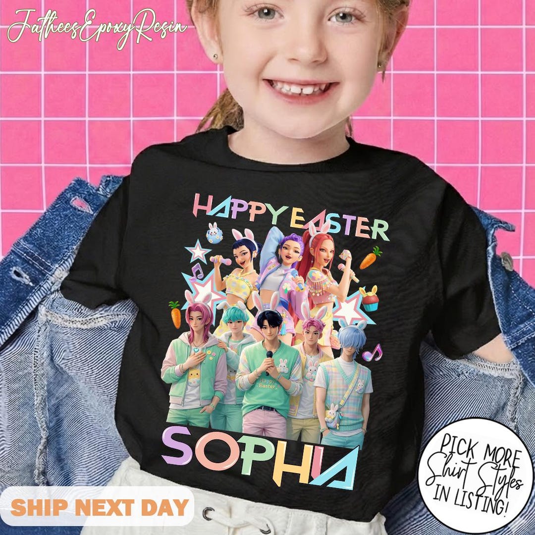 Custom Kpop Demon Hunters Happy Easter Shirt, Personalized Huntrix ...