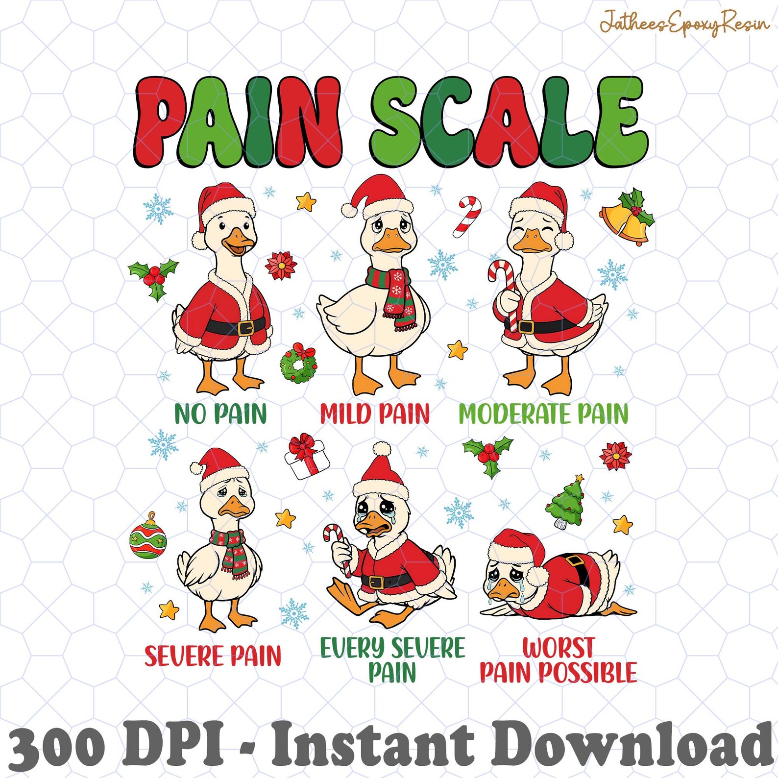 Pain Scale Goose Christmas Mental Health Png, Pain Scale Png, Christmas ...