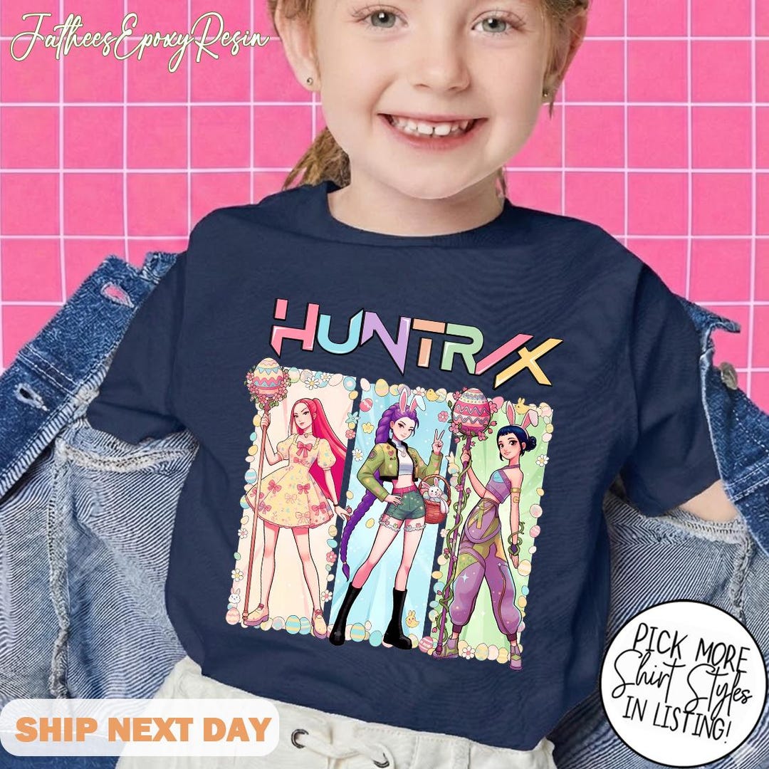 Huntrix Kpop Demon Hunters Easter Kids Shirt Rumi Mira Zoey Derpy Saja ...