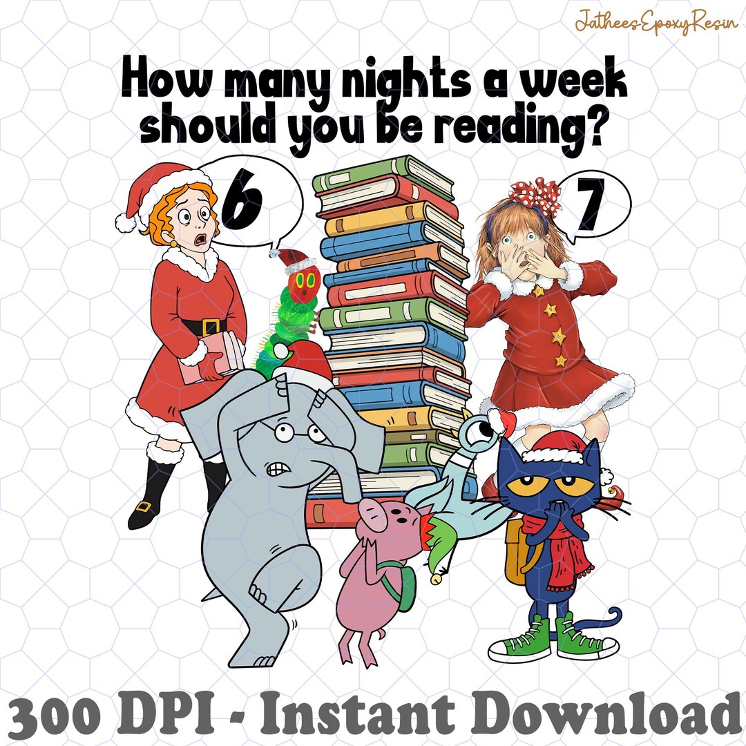 How Many Nights Reading PNG, Children's Book Character Sublimation ...