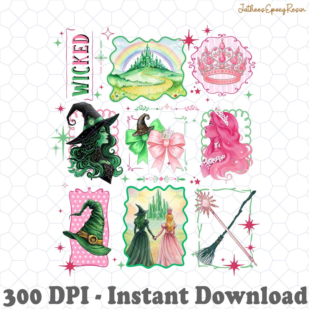 Wicked Changed for Good Stamps PNG, Wicked Pink and Green Png, Wizard ...