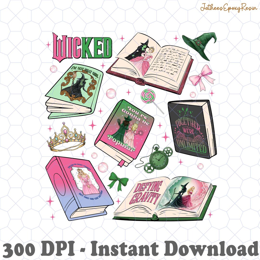 Vintage Wicked Musical Book PNG, Defying Gravity Elphaba Sublimation ...
