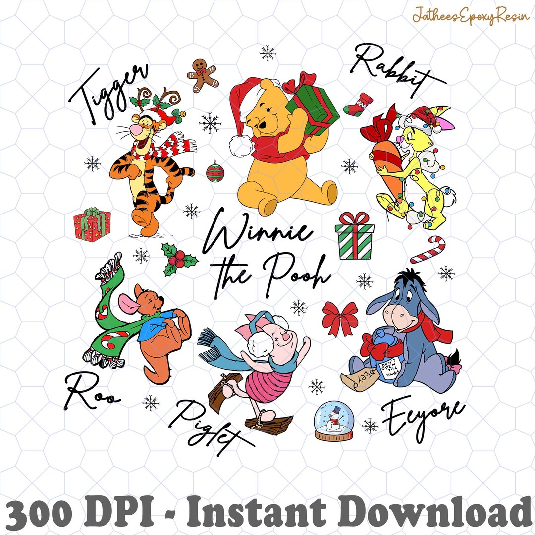 Cute Winnie the Pooh Christmas Png, Pooh Friends Christmas Png, Santa ...