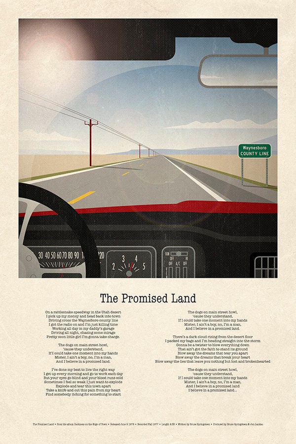 The Promised Land Bruce Springsteen Lyric Poster Unframed Print Only - Etsy
