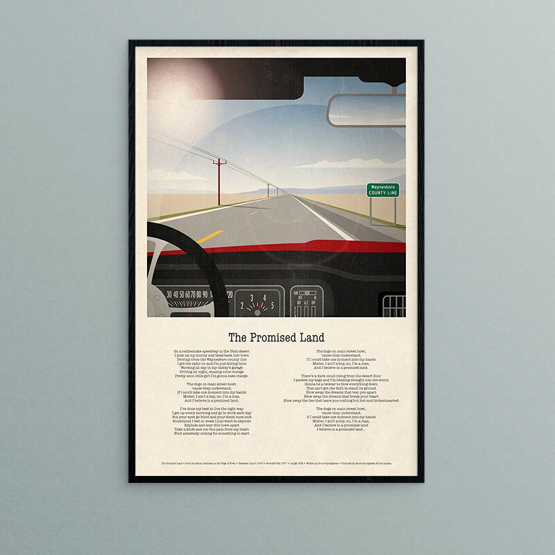 The Promised Land Bruce Springsteen Lyric Poster Unframed Print Only - Etsy