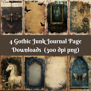 Four GOTHIC JUNK JOURNAL Pages (set #2), Goblincore Journal, Fairycore ...