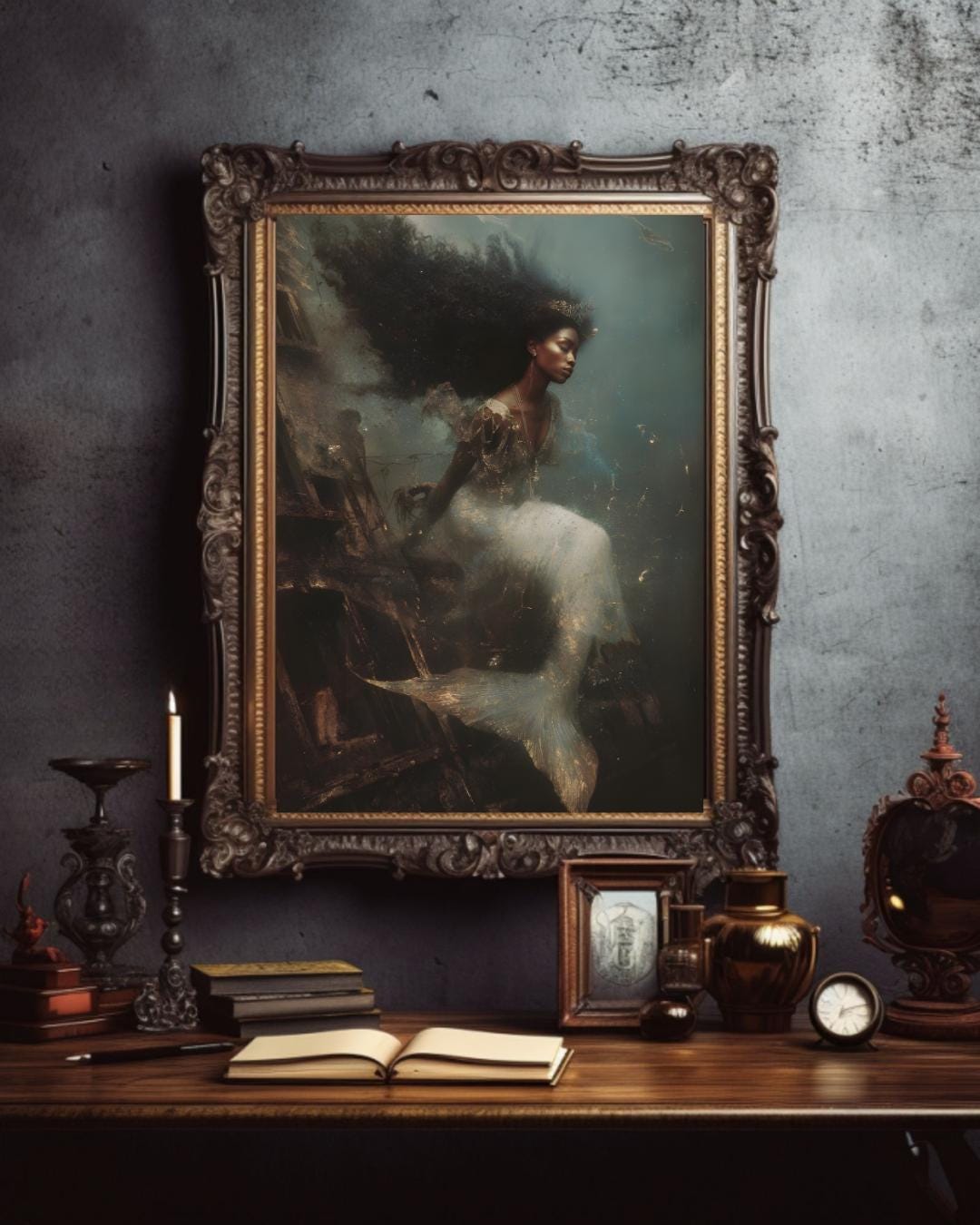 MELANIN MERMAID QUEEN Art Print (20 X 30), Mermaid Art, Mermaidcore ...