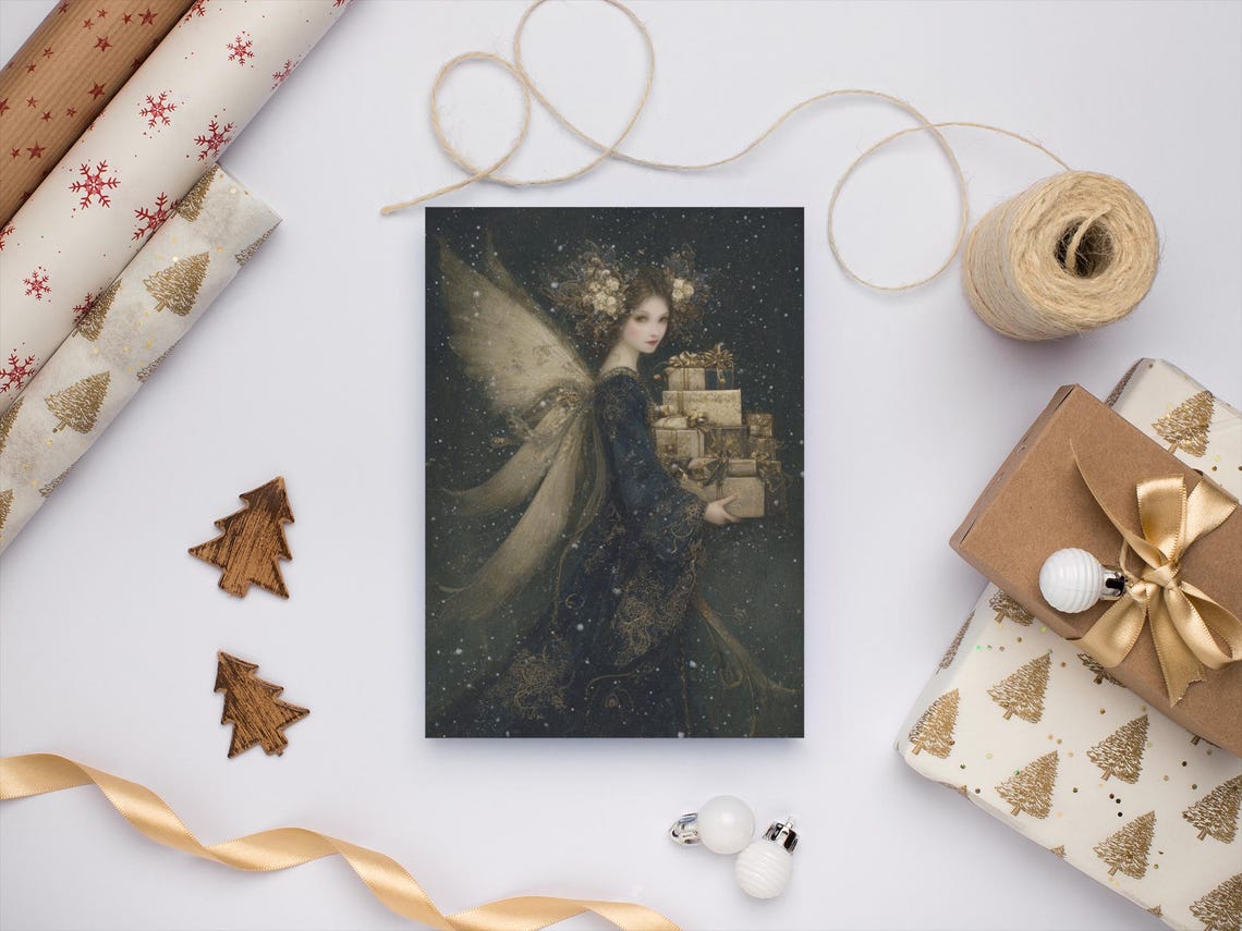 Fairy Angel Christmas Card | 5x7 One-sided Holiday Card | Enchanted ...