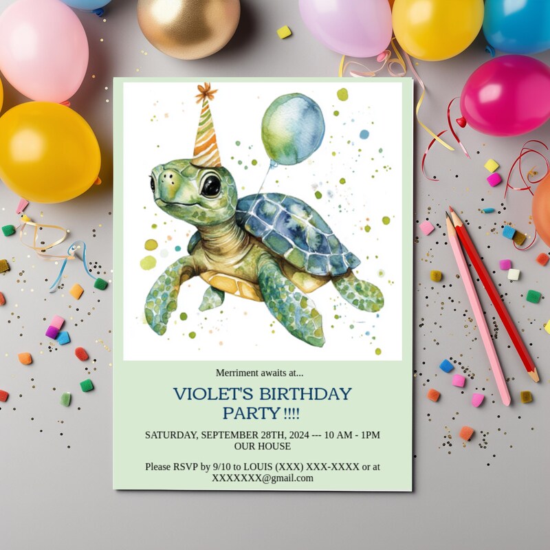 Turtle Birthday Card - Etsy