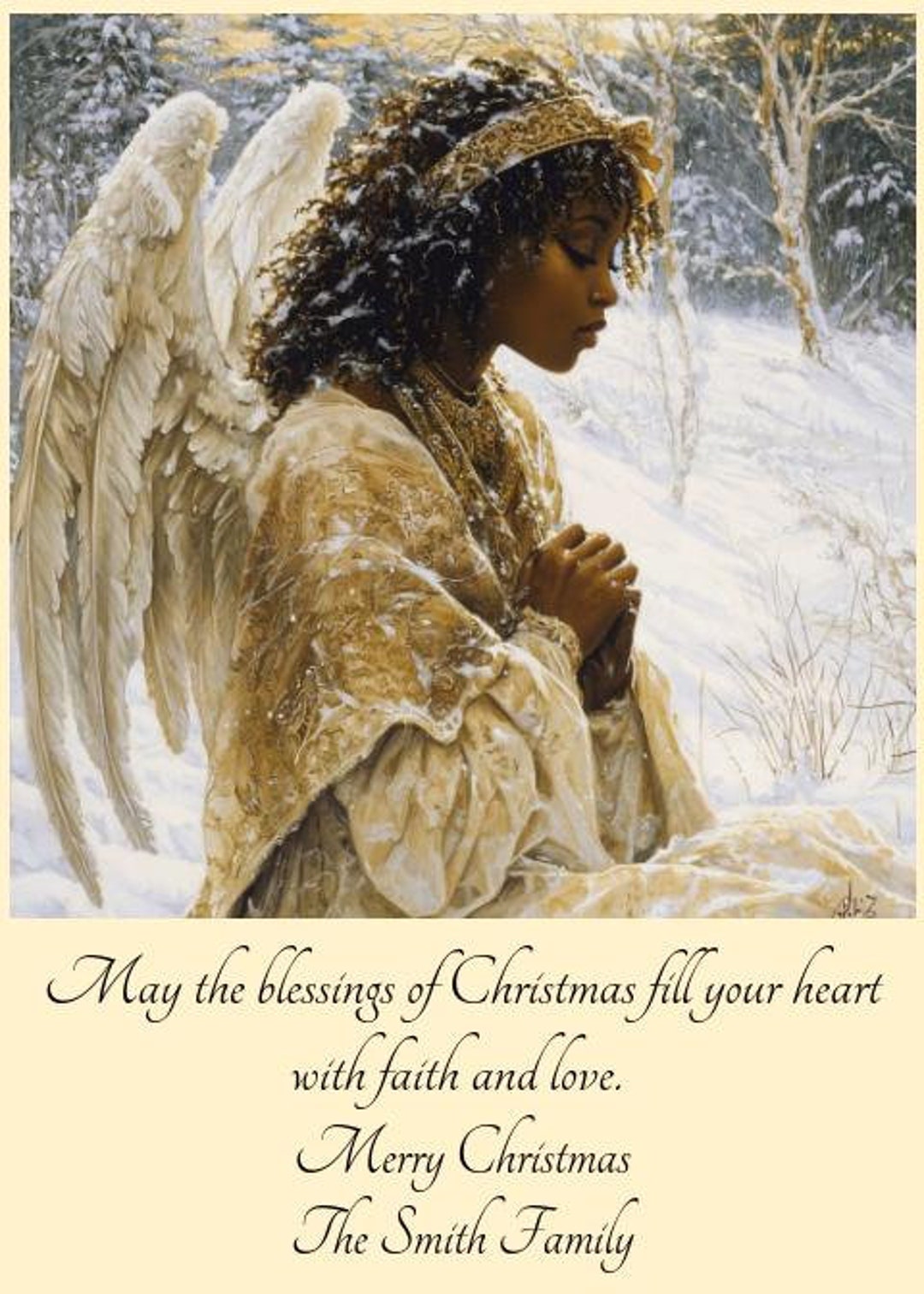 BLACK ANGEL DIY Christmas Card, Fully Customizable and Downloadable ...